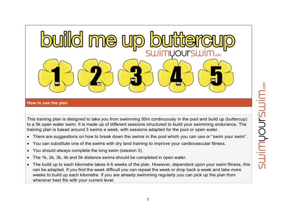 Build Me Up Buttercup – Training Plan – swimyourswim